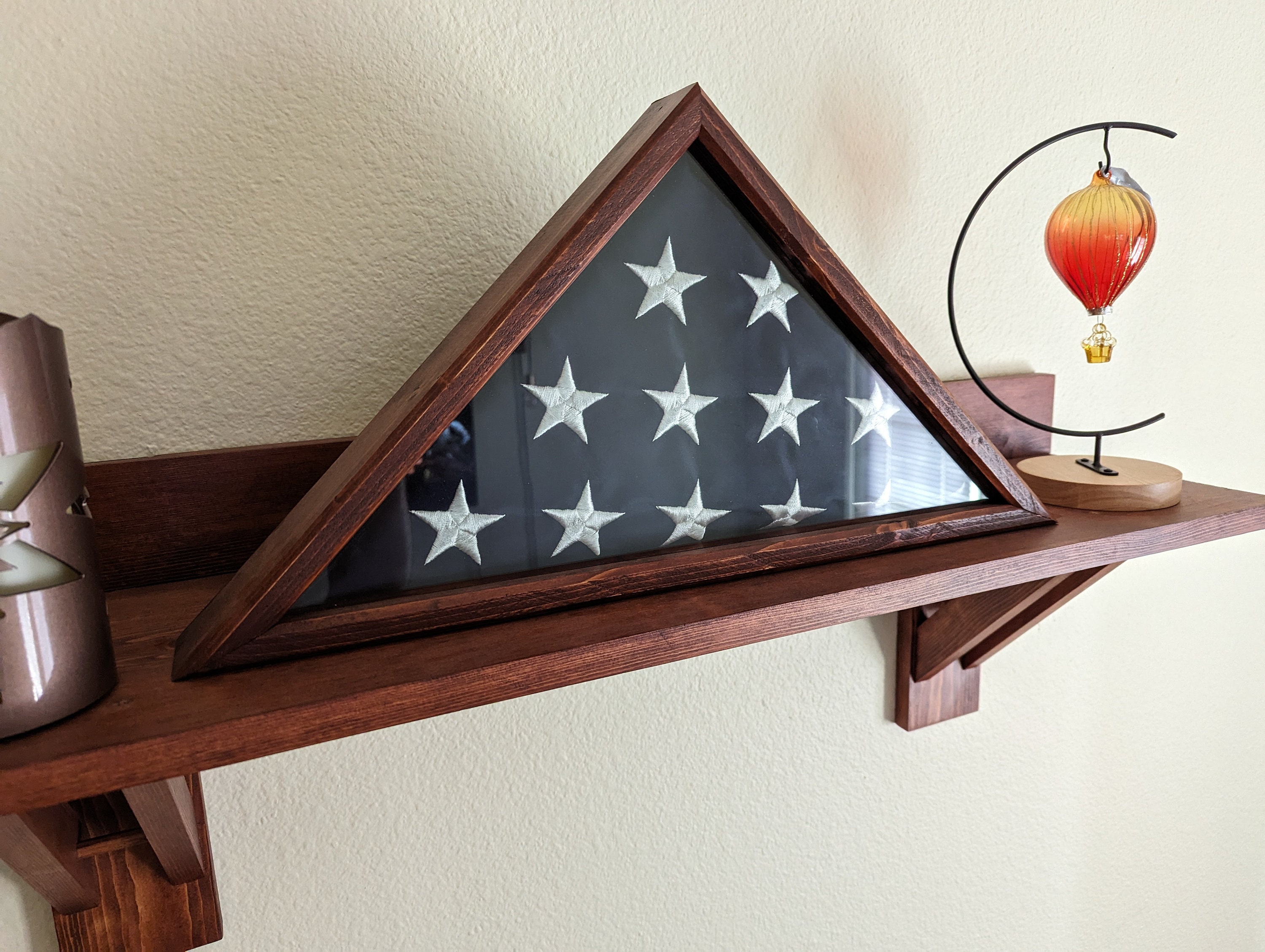 Memorial American Flag Case, Solid Wood & Glass Face, Customizable ...