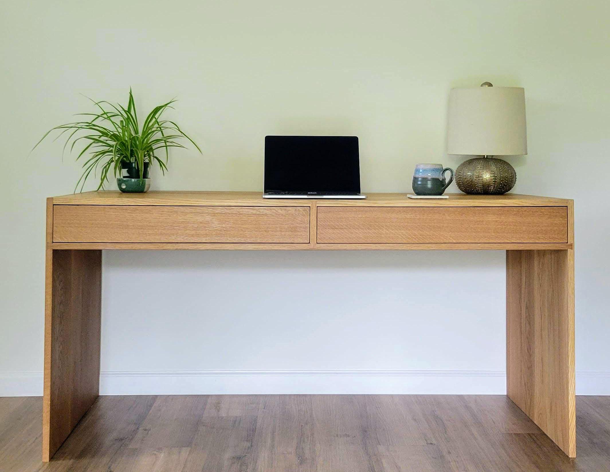 Office Desk Desk Work Desk White Oak Desk Two Drawer Office Desk ...