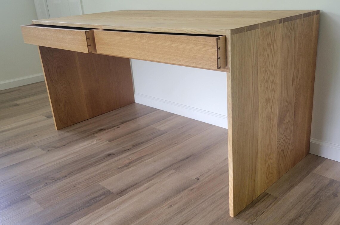 Office Desk Desk Work Desk White Oak Desk Two Drawer Office Desk ...