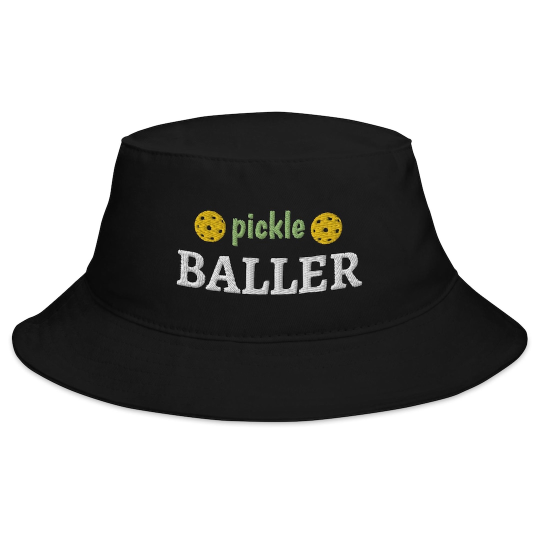 Trendy Embroidered Pickleball Bucket-hat 'pickle Baller' White ...