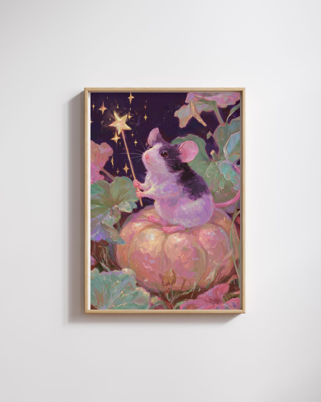 Cozy Autumn Mouse Print: Fantasy Magic Wand, Fairytale Art (digital ...