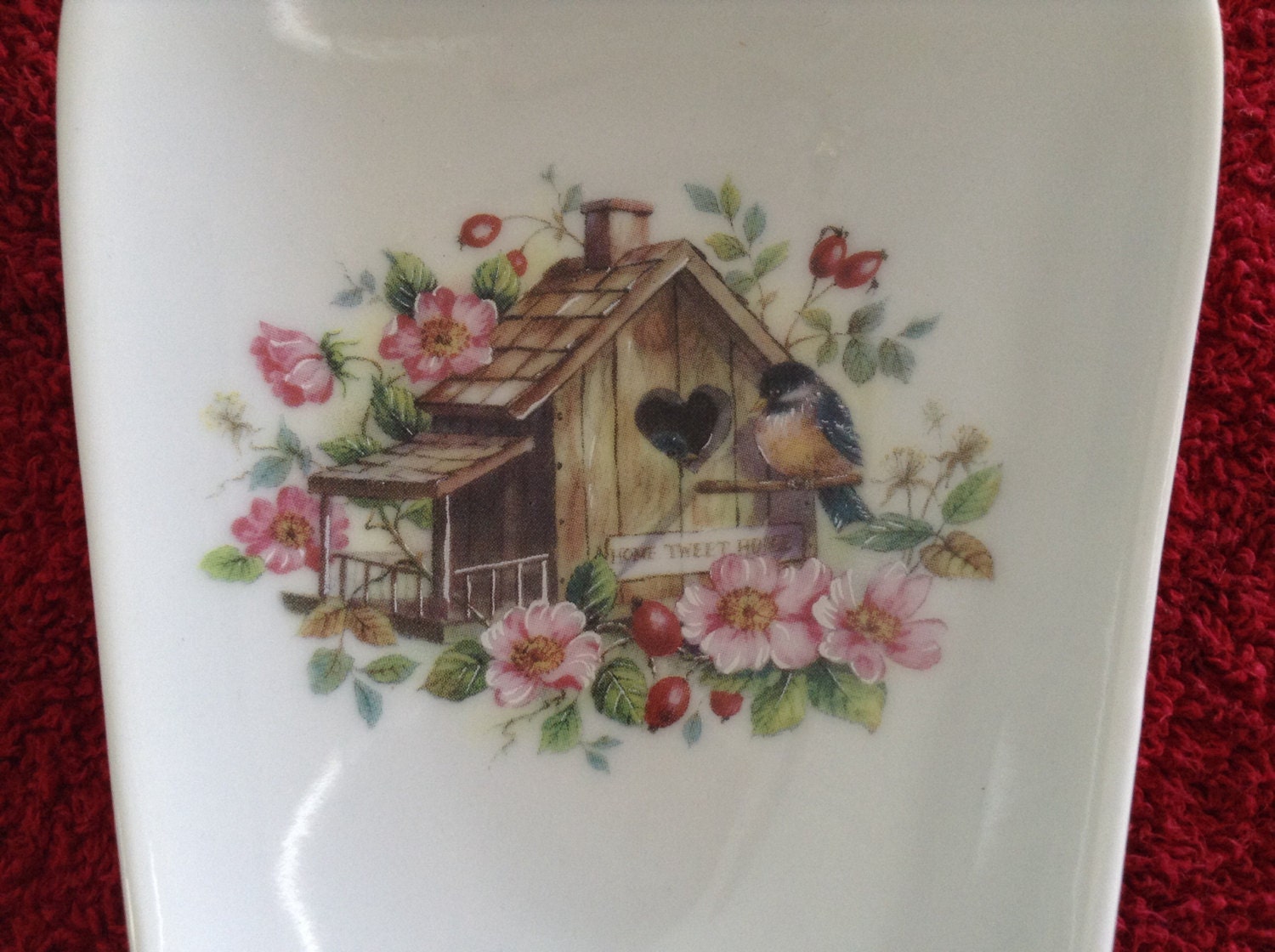 Ceramic Spoon Rest With Bird House Porch 5 Long and 3 | Etsy