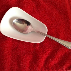 Ceramic Spoon Rest With Black and White Cow With a Yellow Bow 5" Long ...