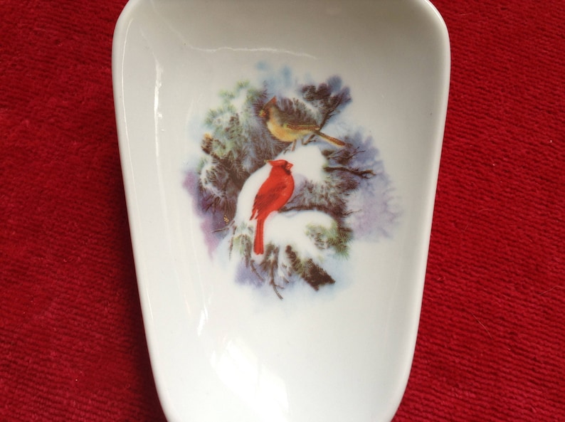 Ceramic Spoon Rest With Cardinal in the Snow 5 Long and - Etsy