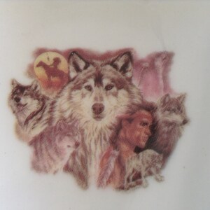 Ceramic Spoon Rest With a Wolves Scene 5" Long and 3 1/2 Inches Wide at ...