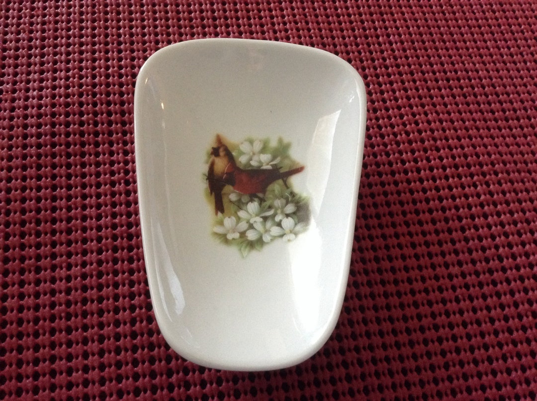 Ceramic Spoon Rest With Cardinals Dogwood 5" Long and 3 1/2 Inches at ...