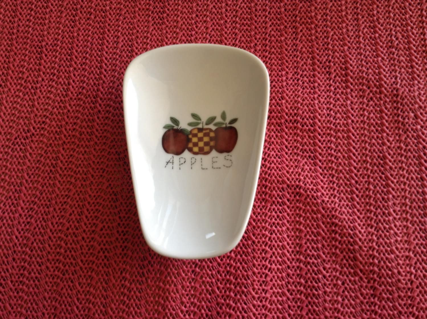 Ceramic Spoon Rest With Apple Stiched 5 Long and 3 1/2 | Etsy
