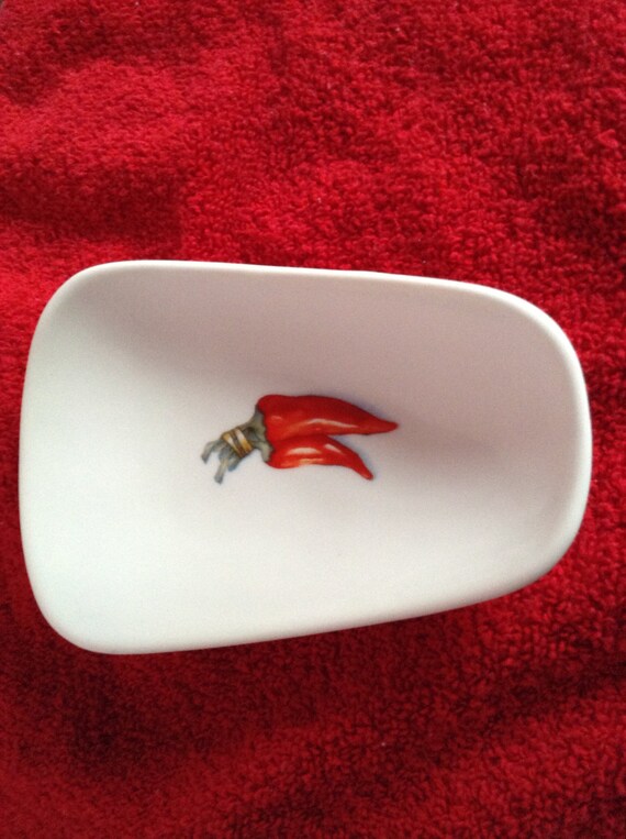 Ceramic Spoon Rest with Chili Pepper Bunch 5 Long and 3 | Etsy