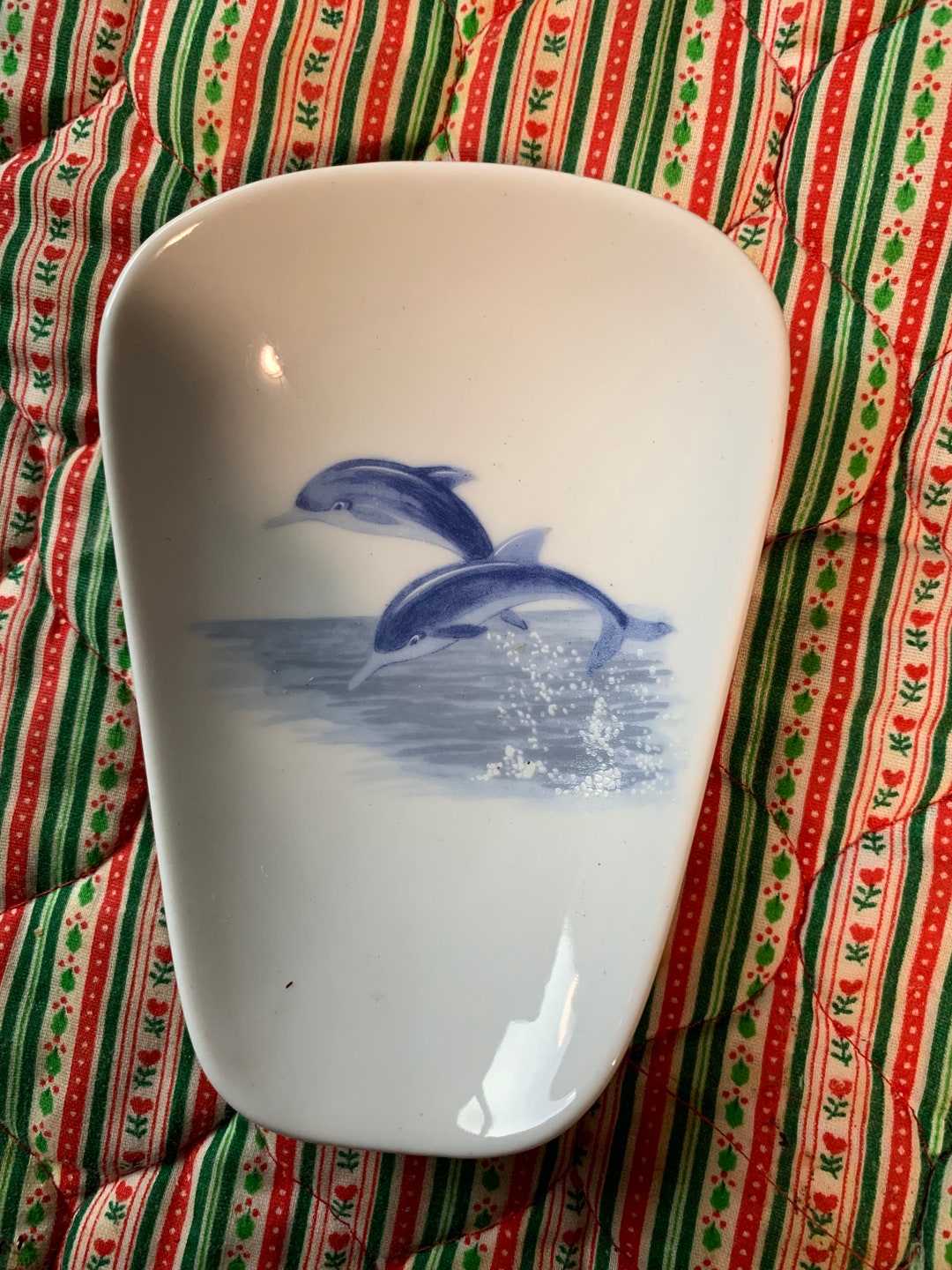 Ceramic Spoon Rest With Dolphins on It. 5" Long and 3 1/2 Inches Wide ...