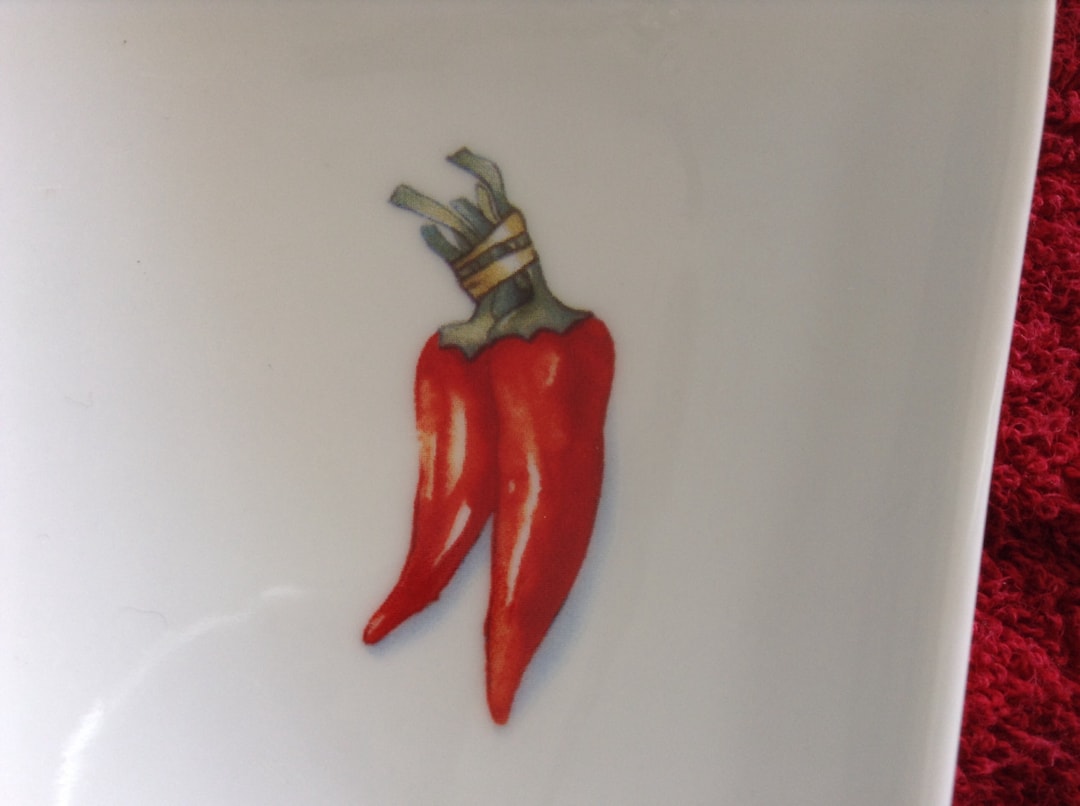 Ceramic Spoon Rest With Chili Pepper Bunch 5" Long and 3 1/2 Inches ...