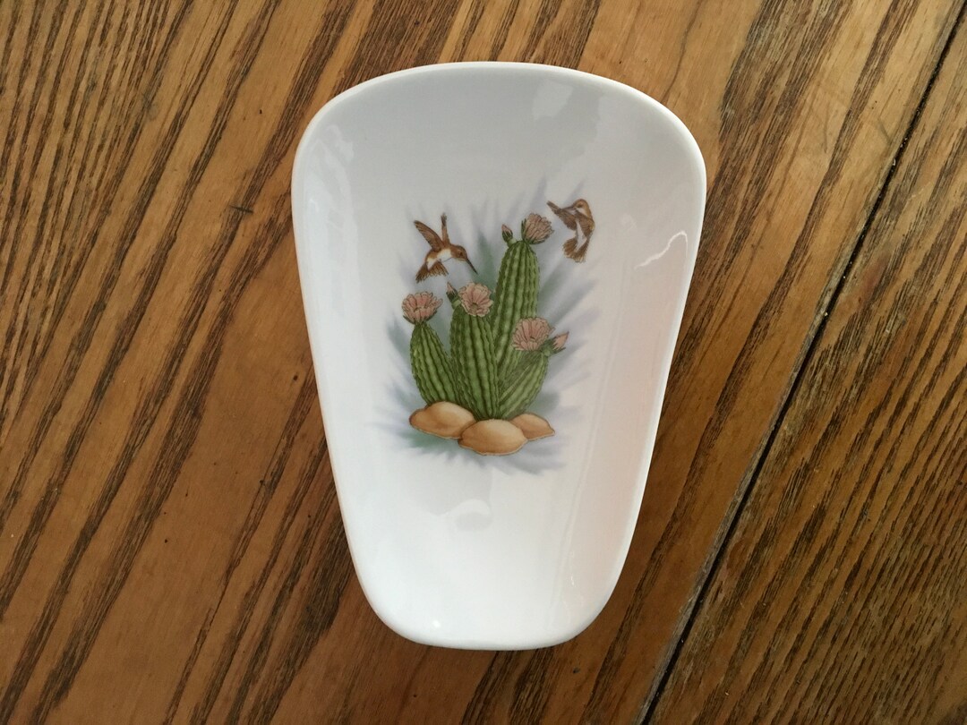 Ceramic Spoon Rest With Cactus With 5”long and 3 1/2 Inches Wide at Top ...
