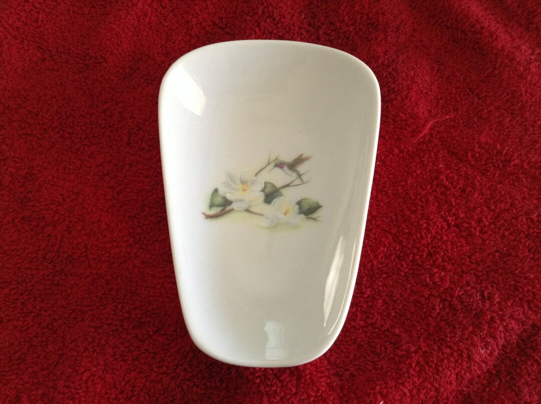 Ceramic Spoon Rest With a Humming Bird Magnolia 5" Long and 3 1/2 ...
