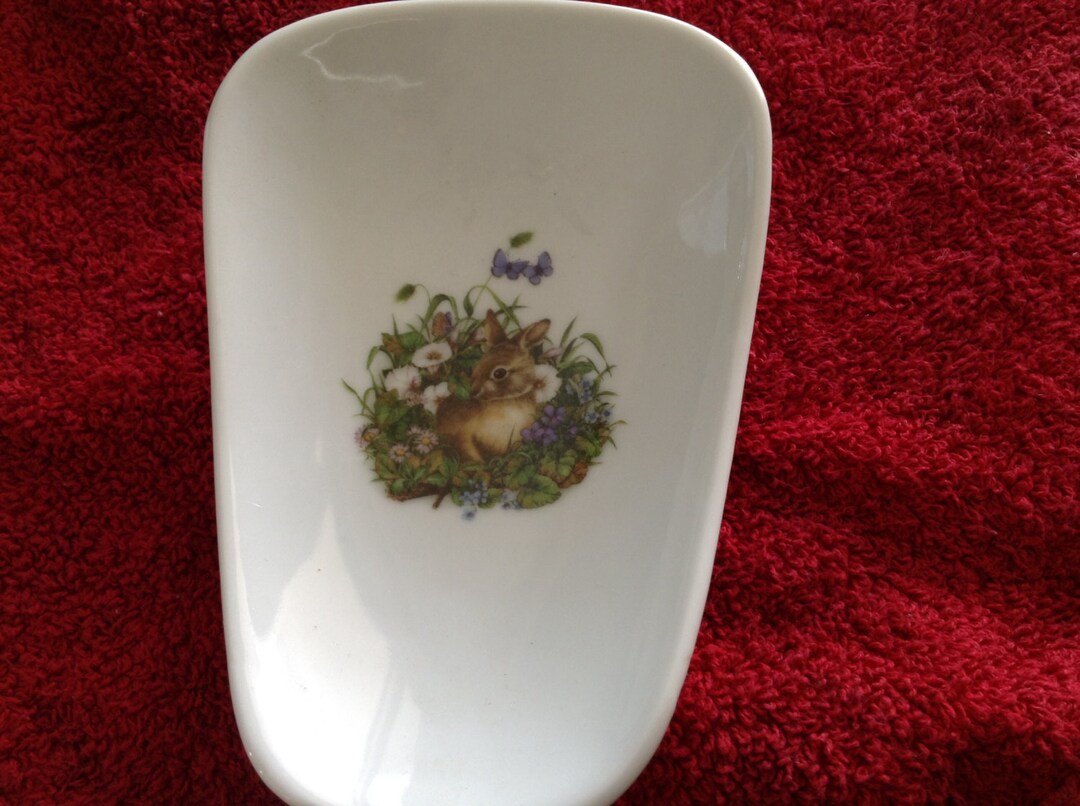 Ceramic Spoon Rests With Bunny With Butterfly 5" Long and 3 1/2 Inches ...