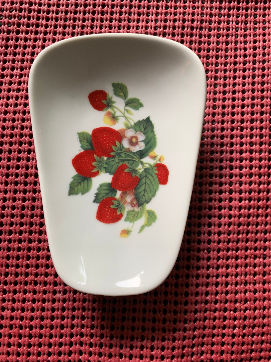 Ceramic Spoon Rest With Strawberries 5" Long and 3 1/2" Wide at Top of ...