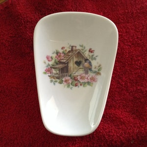 Ceramic Spoon Rest With Bird House Porch 5" Long and 3 1/2 Inches Wide ...