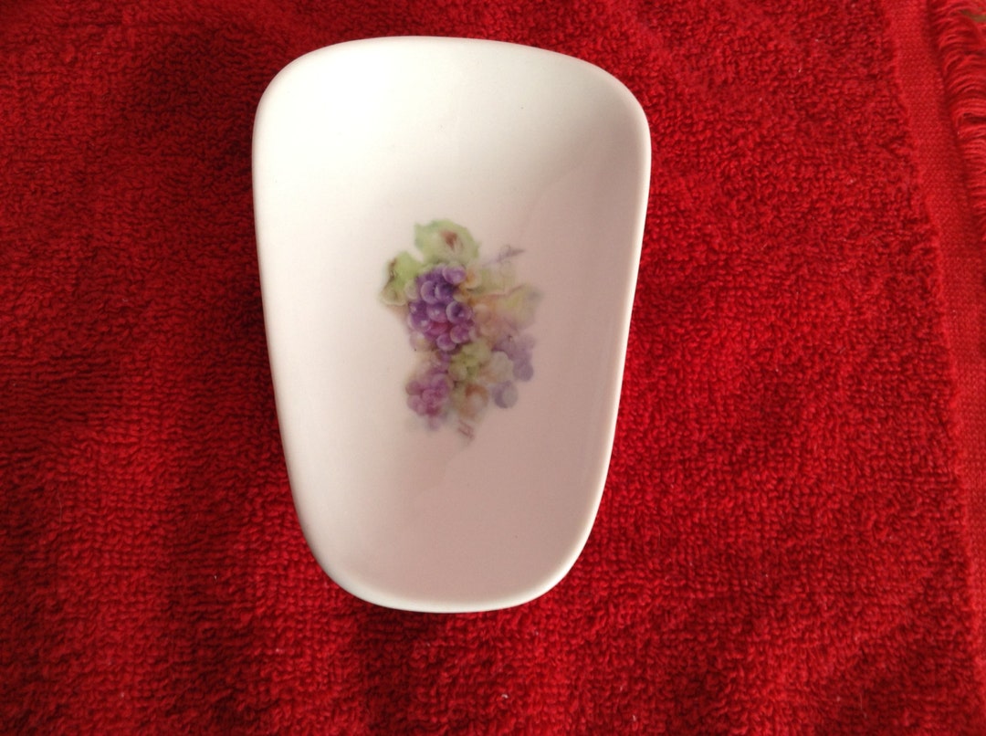 Ceramic Spoon Rest With Pastel Grapes 5" Long and 3 1/2 Inches Wide at ...