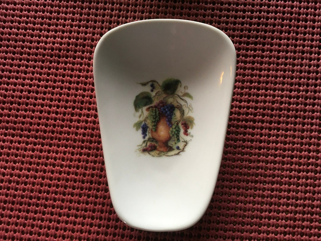 Ceramic Spoon Rest. Grapes in Urn and 3 1/2 Inches Wide at Top of Spoon ...