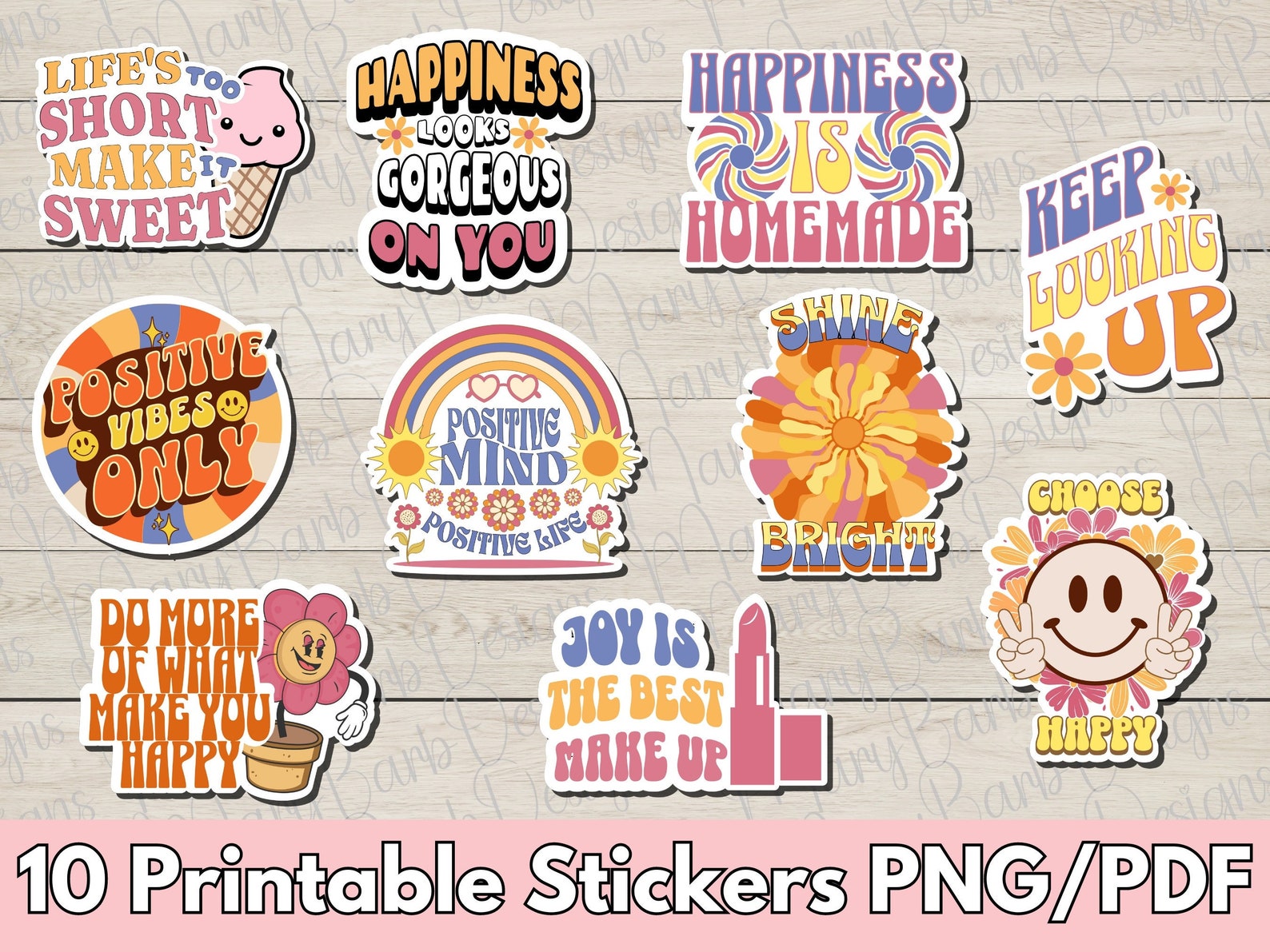 Boho Motivational Quotes PNG, Printable Stickers Bundle, Cute Positive ...