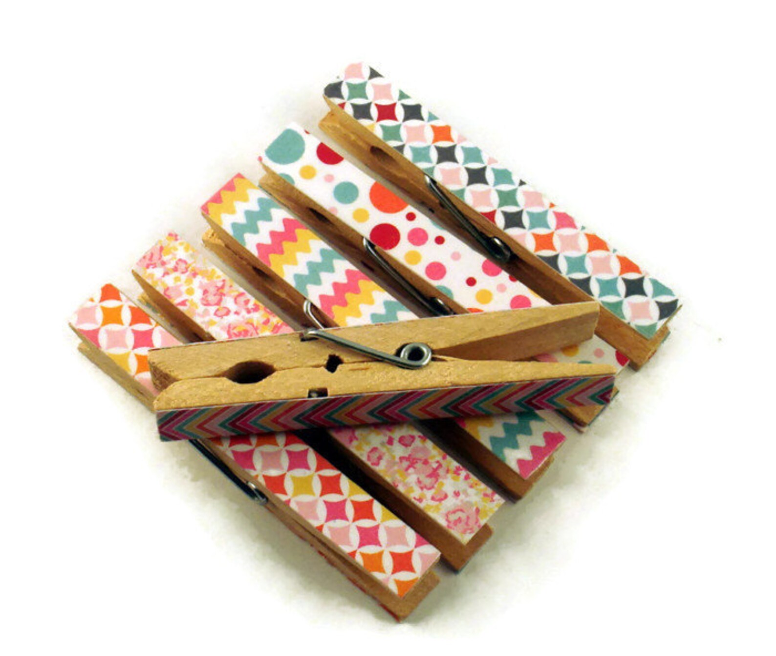 Altered Clothespin Clips Decorative Wooden Clothespins in Happy Day - Etsy