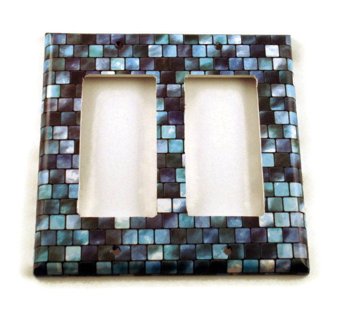 Blue Double Rocker Switch Plate in Tranquil Tiles 203DR | Etsy