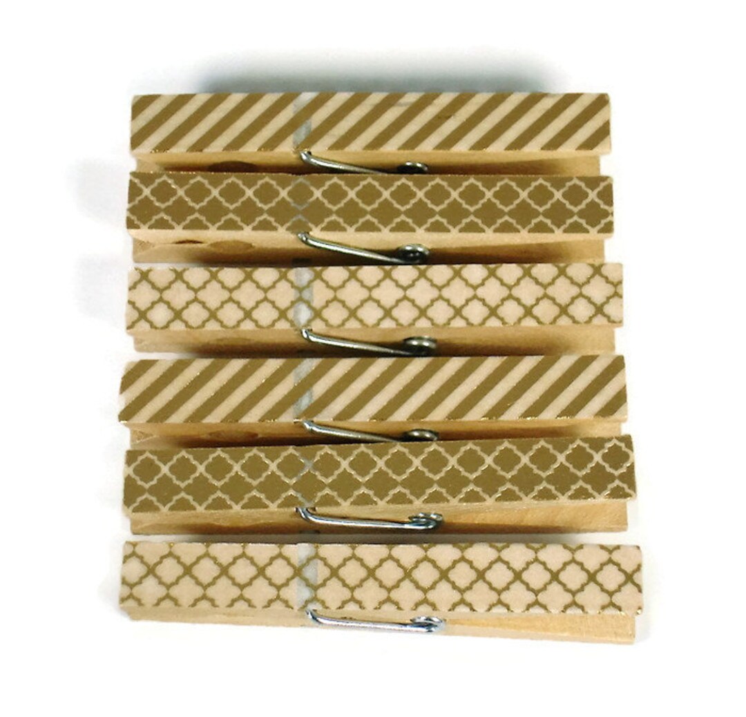 Clothespin Clips Decorative Wooden Clothespins in Golden Mix - Etsy