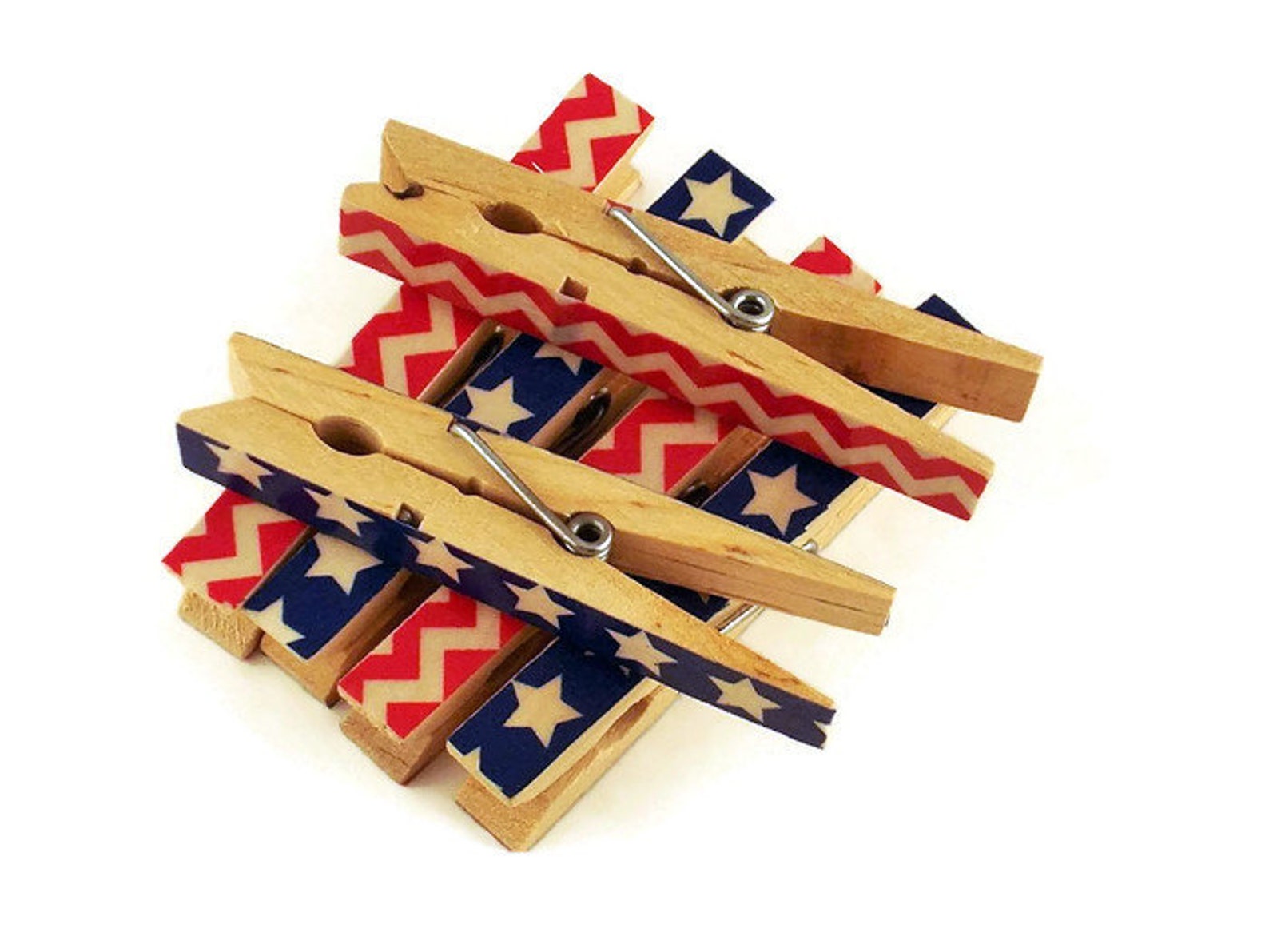 Clothespin Magnets Red White and Blue Altered Clothes Pins | Etsy