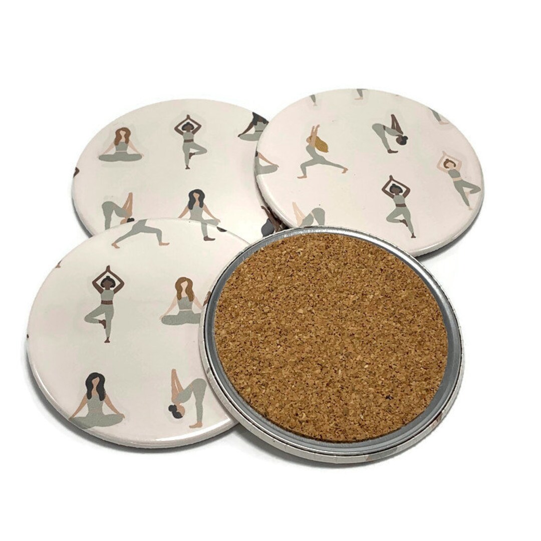 Set of 4 Yoga Themed Drink Coasters in Namaste - Etsy