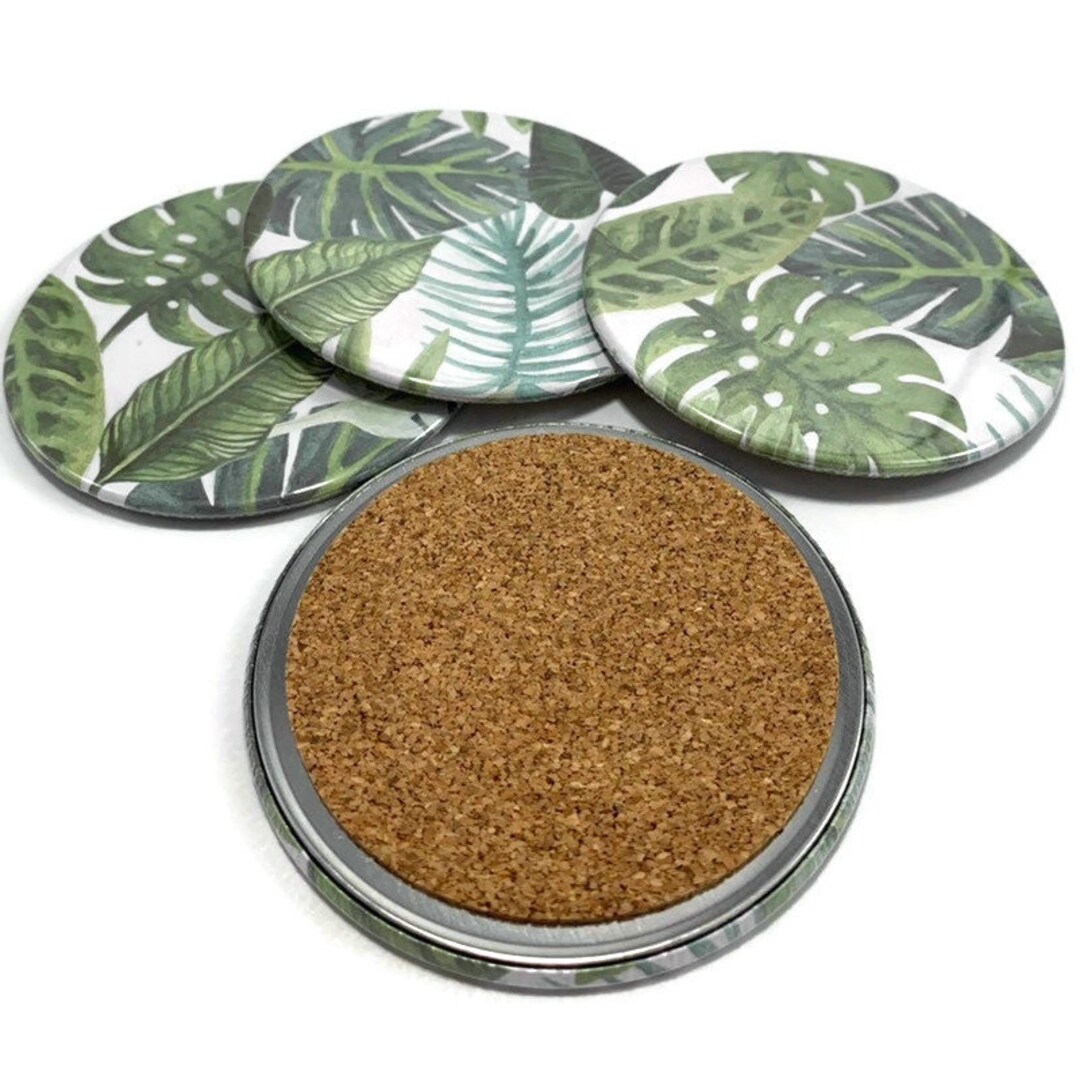 Set of 4 Drink Coasters Coaster Set in Plant Life - Etsy
