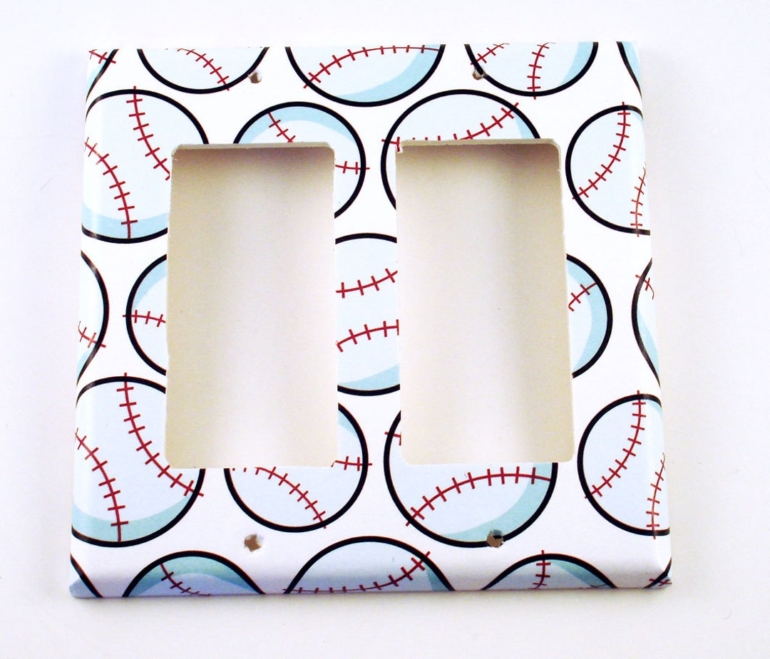 Baseball Wall Decor Light Switch Cover Double Rocker Switchplate in ...