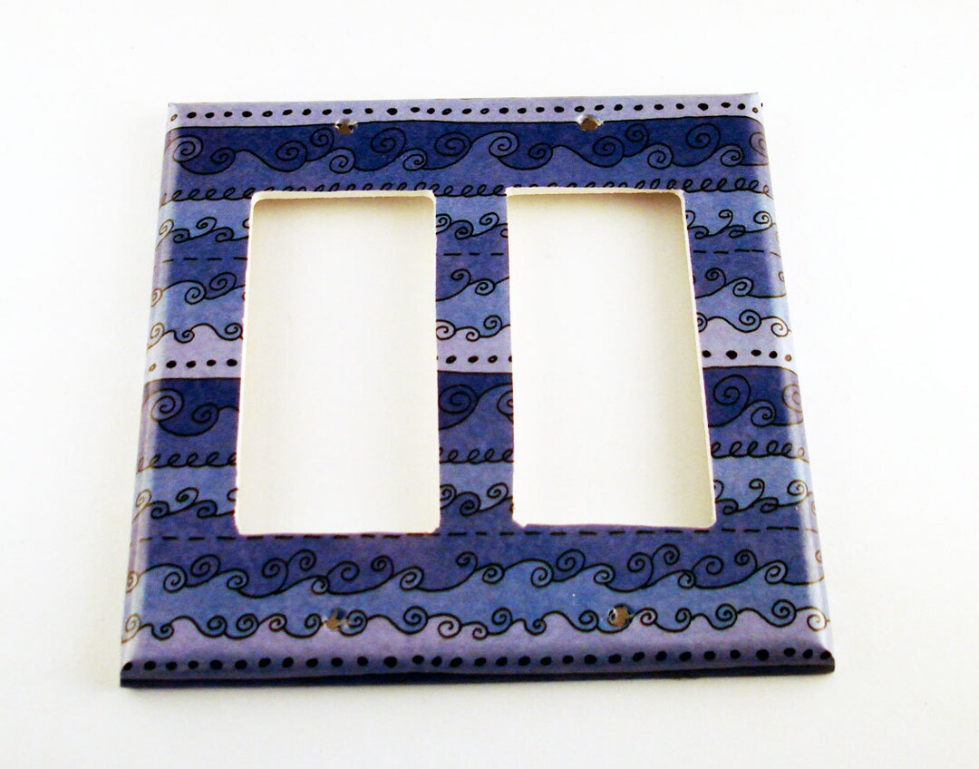 Double Rocker Switch Plate in Funky Blue Waves - Standard Size (093DR ...