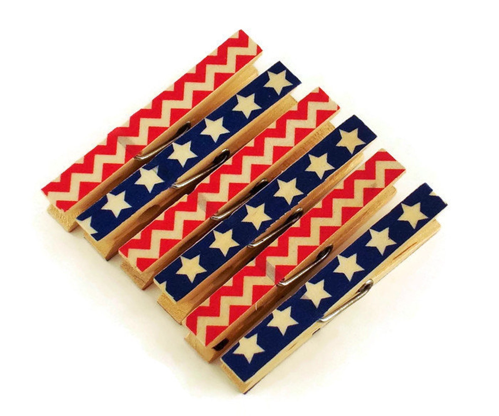 Clothespin Magnets Red White and Blue Altered Clothes Pins | Etsy