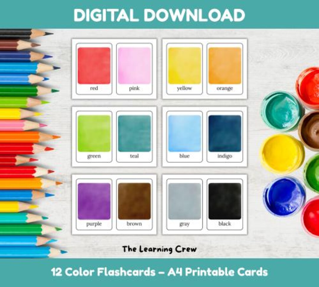 12 Montessori Color Flashcards Pre-school Color Cards Educational ...