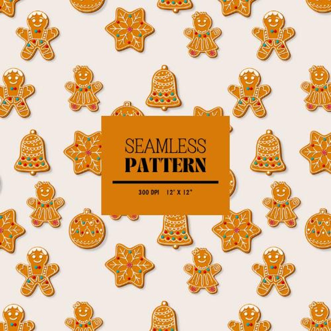 Gingerbread Cookies Seamless Pattern, Christmas Digital Paper, Holiday ...