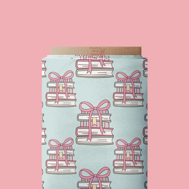 Coquette Book Stack Seamless Pattern, Pink Bows PNG (digital Download ...