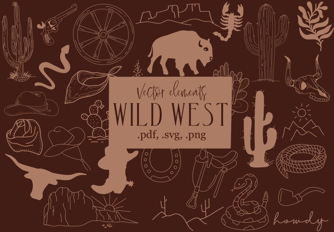 Western Vector Elements, Wild West Vector Clipart, Western SVG ...