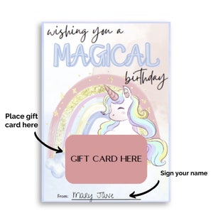 Unicorn Happy Birthday Card, Happy Birthday Gift Card Holder, Printable ...