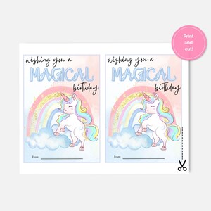 Unicorn Happy Birthday Card, Happy Birthday Gift Card Holder, Printable ...