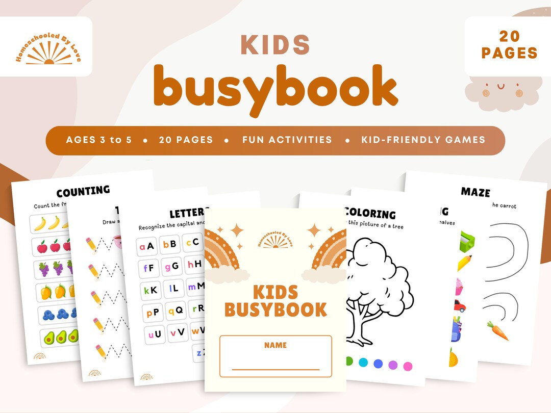 20-page Kids Busybook | Exciting and Interactive Kids Busy Book | Kids ...