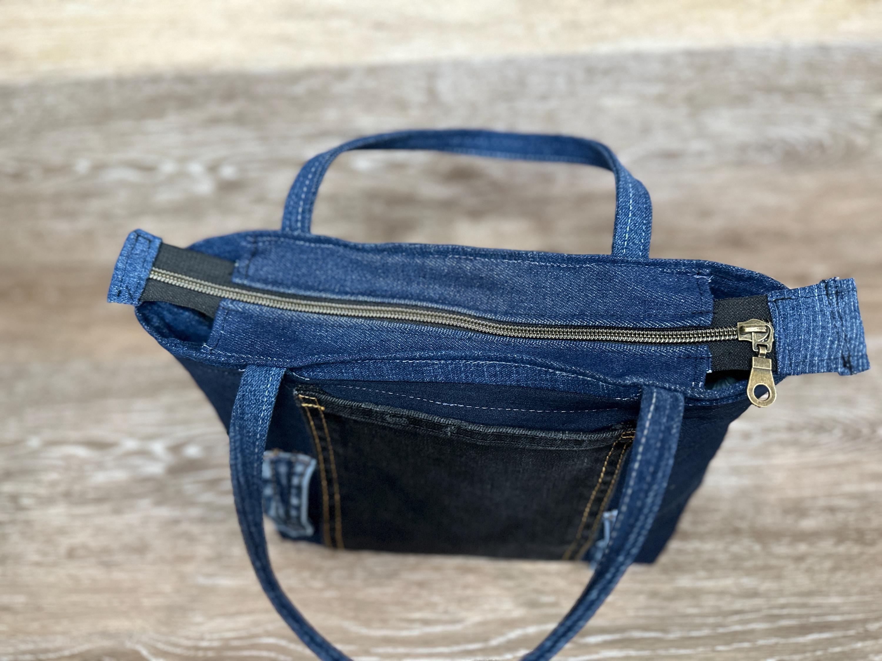Denim Bag, Upcycled Denim Bag, Denim Purse, Denim Handbag 5 - Etsy