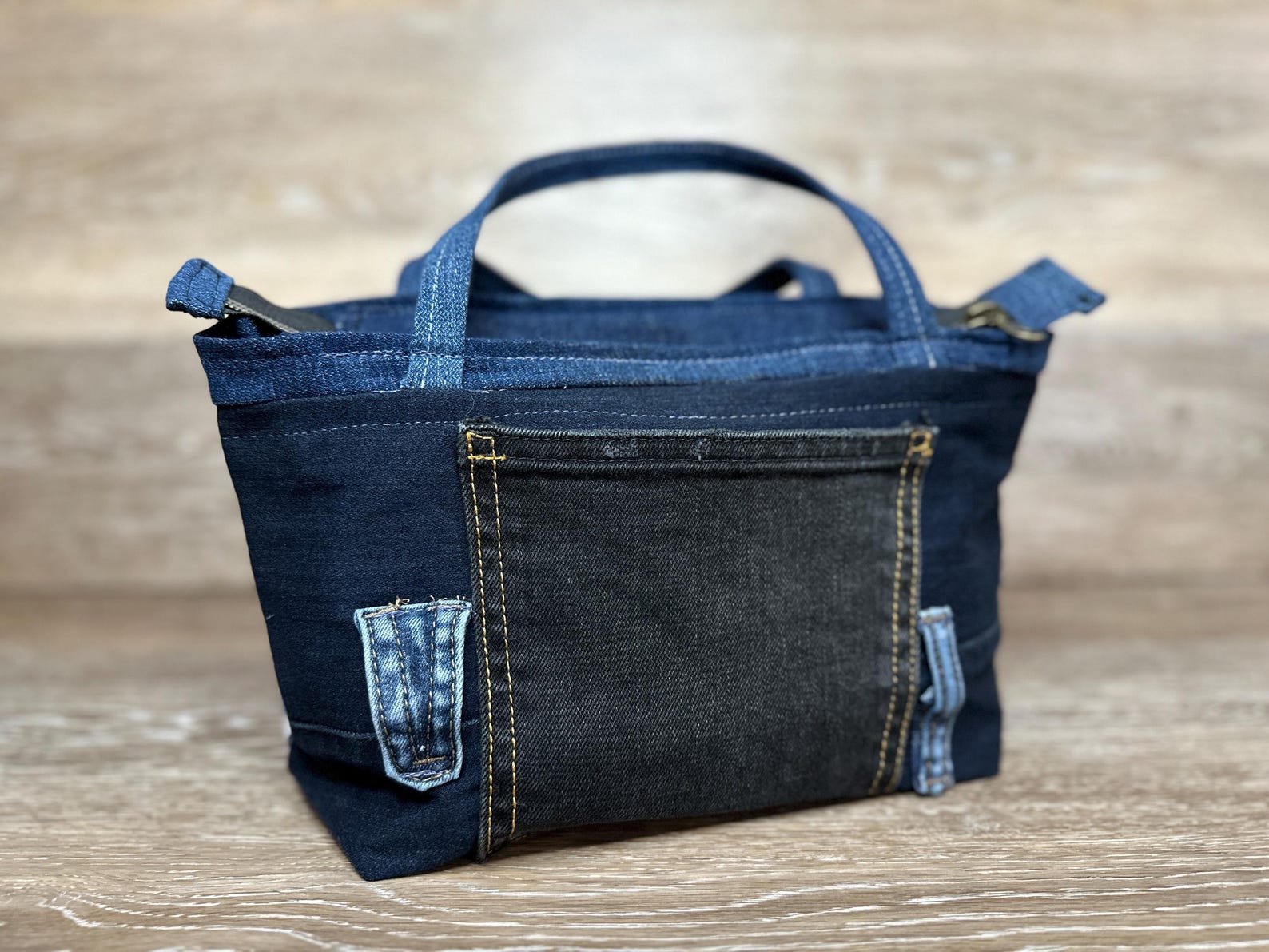 Denim Bag, Upcycled Denim Bag, Denim Purse, Denim Handbag 5 - Etsy