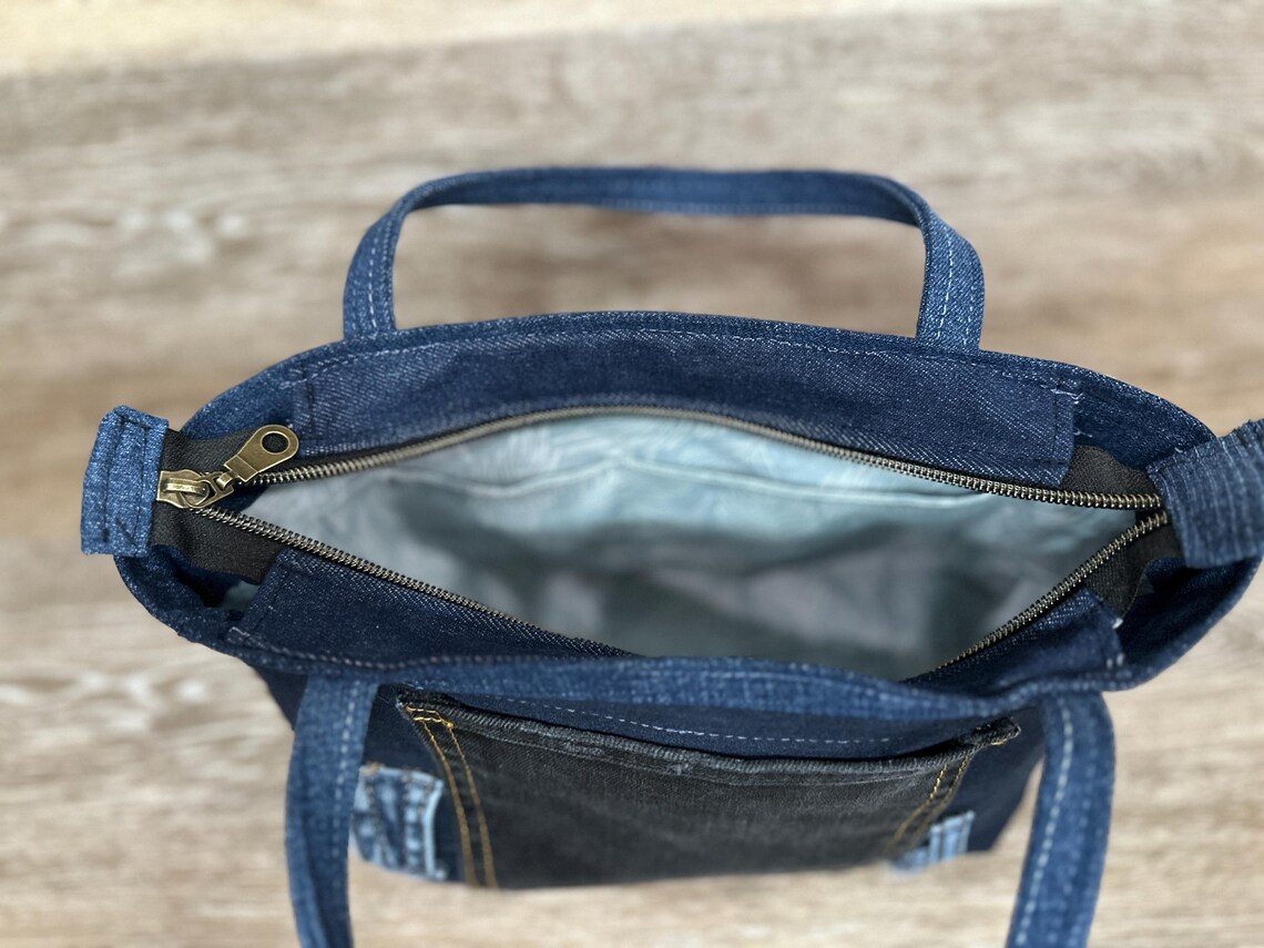 Denim Bag, Upcycled Denim Bag, Denim Purse, Denim Handbag 5 - Etsy
