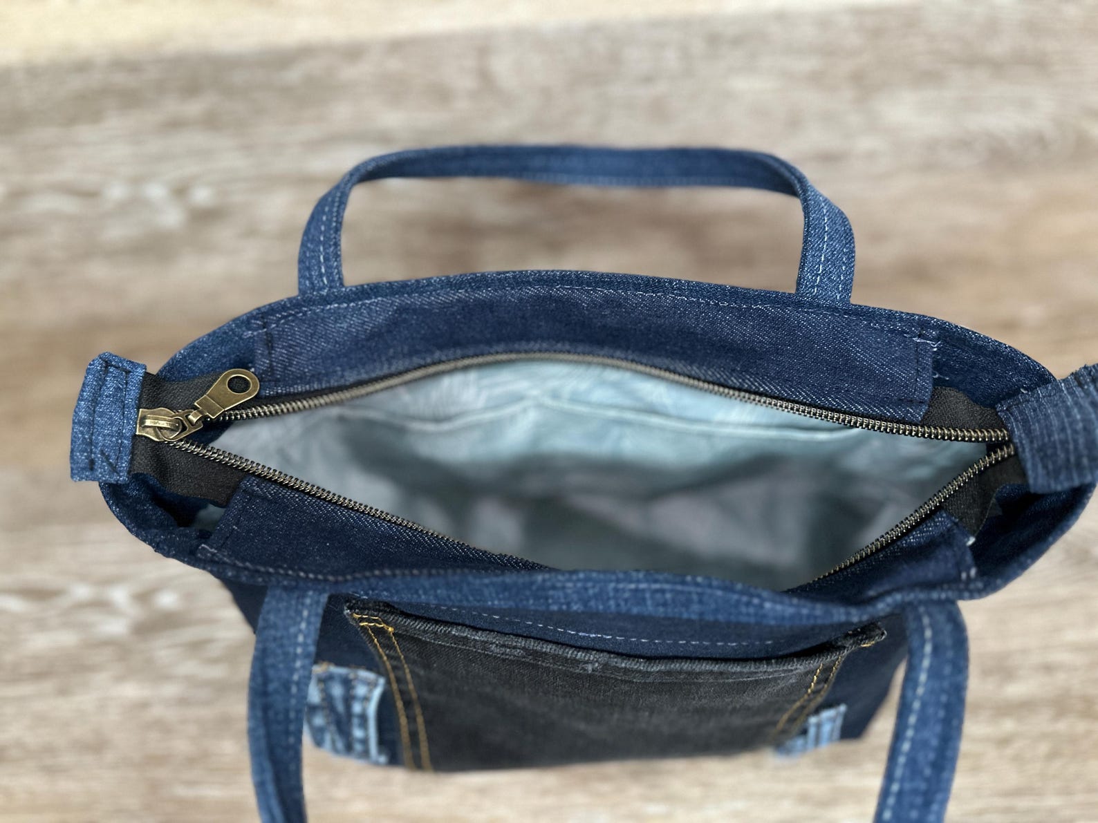 Denim Bag, Upcycled Denim Bag, Denim Purse, Denim Handbag 5 - Etsy