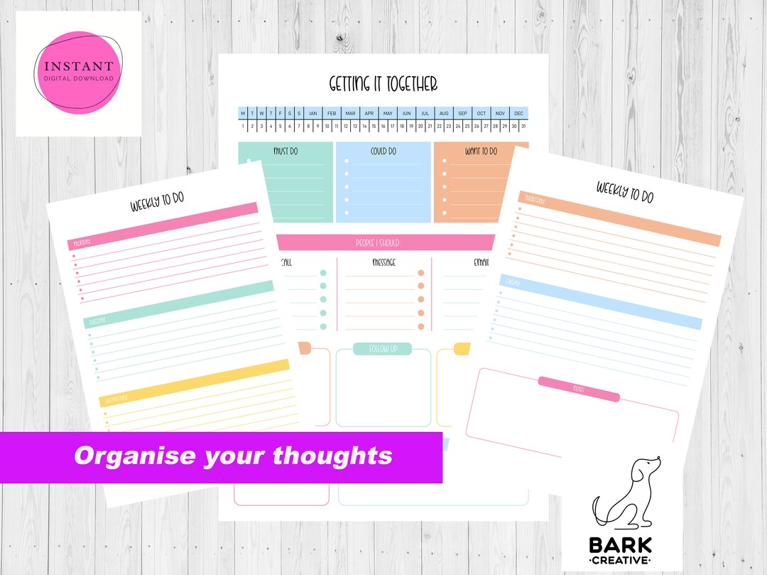 Editable Brain Dump Template Bundle | Printable to Do List | ADHD Daily ...