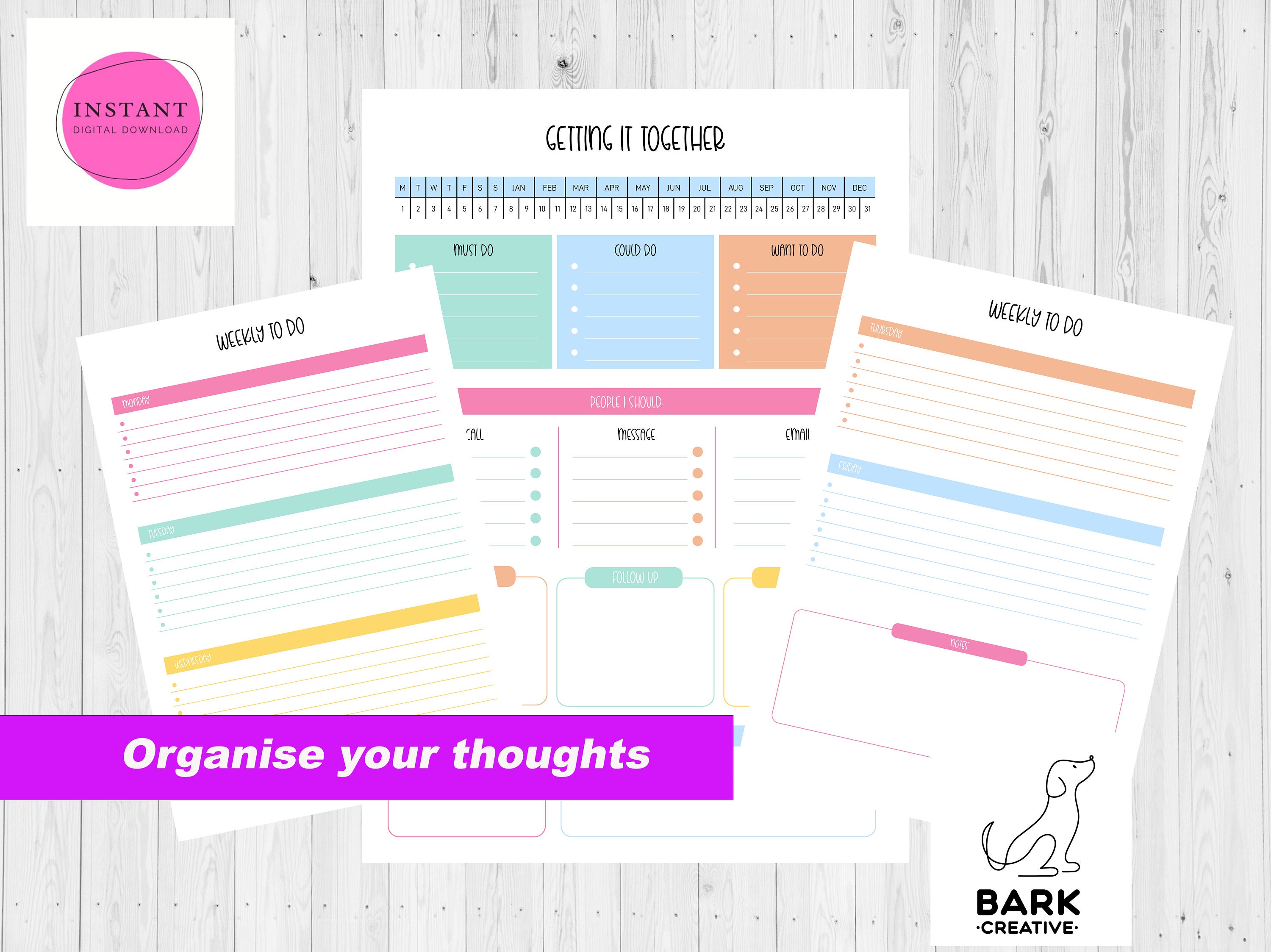 Editable Brain Dump Template Bundle | Printable to Do List | ADHD Daily ...