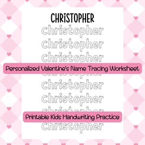 Personalized Valentine's Name Tracing Worksheet | Handwriting Practice ...