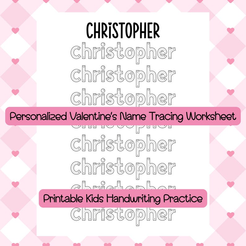 Personalized Valentine's Name Tracing Worksheet | Handwriting Practice ...