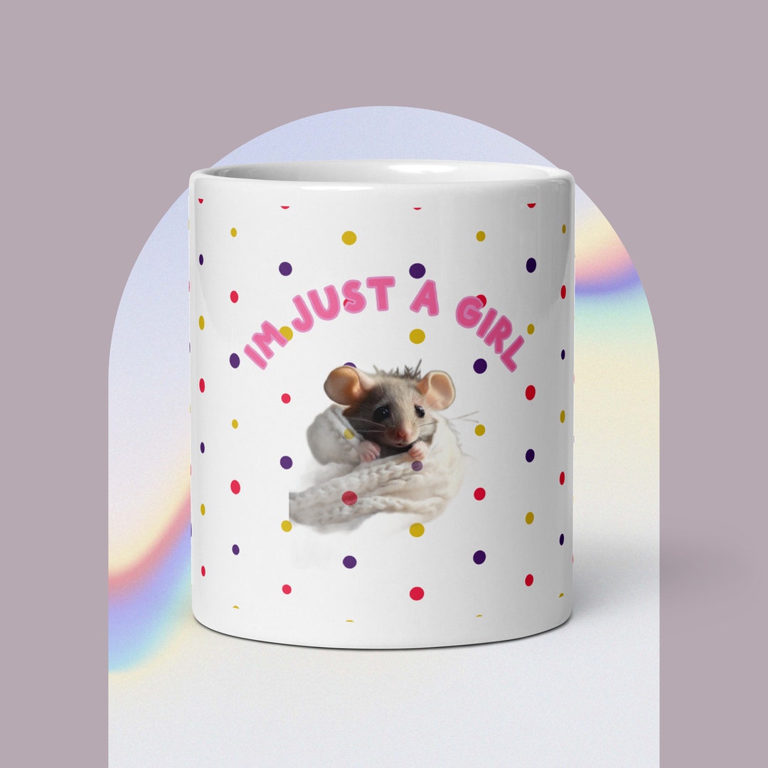 Whimsical Mouse Mug for Her: I'm Just a Girl Coffee Mug, Funny Animal ...