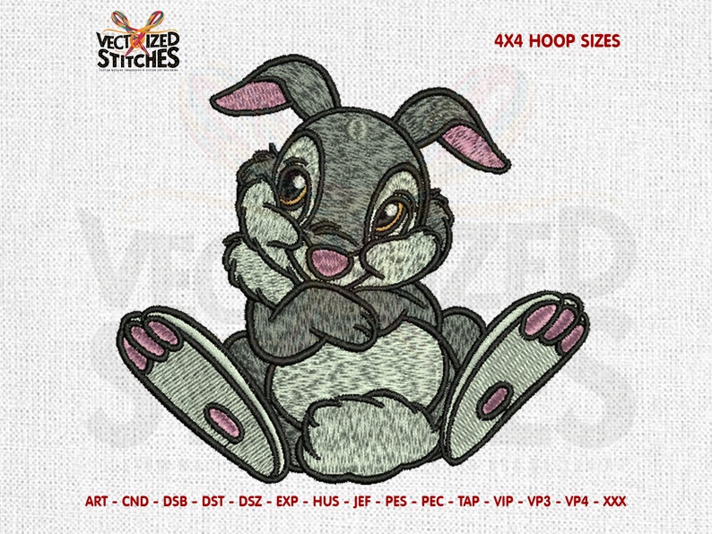 Cute Bambi Thumper Machine Embroidery Design Happiest Rabbit Embroidery ...