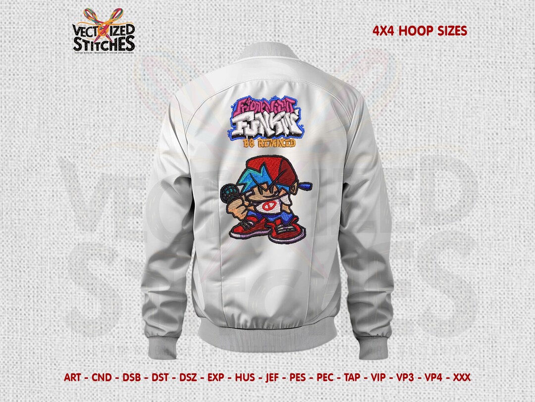 Friday Night Funkin Boy Friend Embroidery Design FNF Boy Friend ...