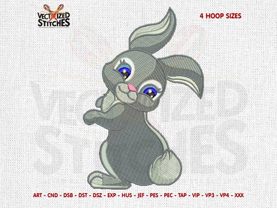 Cute Bunny Embroidery Design Smiley Rabbit Machine Embroidery Design ...